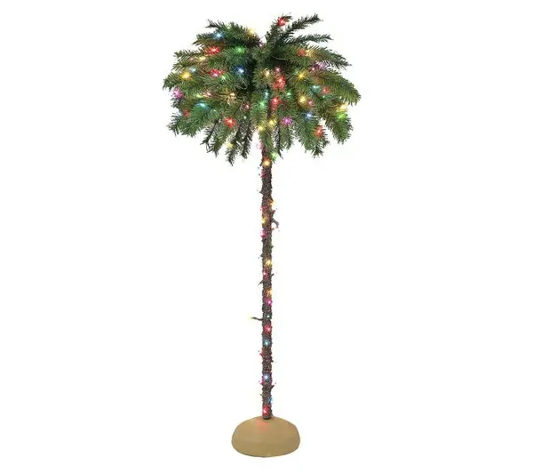 PULEO INTERNATIONAL Puleo 6' Prelit Palm Tree 150 Ul Multicolor Lig Hts - One-color