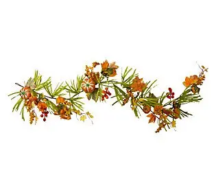 NORTHLIGHT 5' X 10' Pumpkins & Berries W/ Leave S Garland - One-color