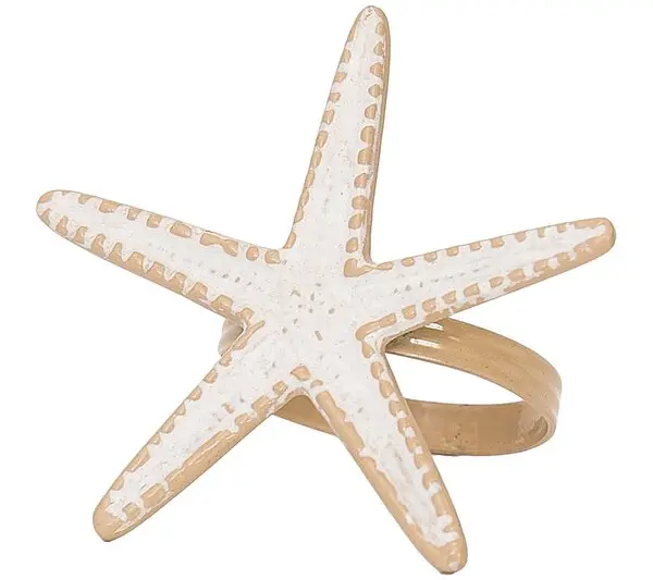 VALERIE PARR HILL Starfish Whitewashed Napkin Ring Set Of 6 Va Lerie - One-color
