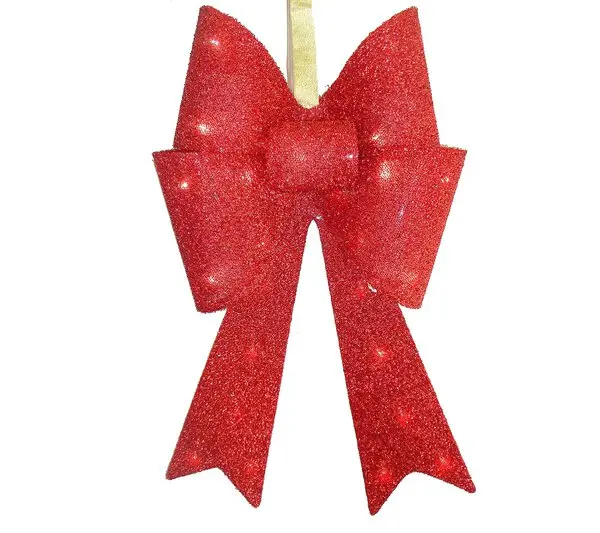NATIONAL TREE COMPANY Pre-lit 20' Red Fabric Bow - One-color