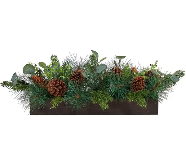 NEARLY NATURAL 30' Evergreen & Pinecone Christm S Centerpiece - One-color