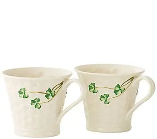 BELLEEK Classic Basketweave Set Of 2 Mugs - One-color