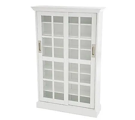 QVC Lyndon Sliding Door Media Cabinet White Finis - One-color