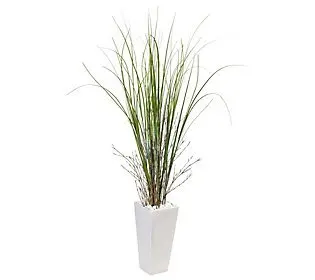 NEARLY NATURAL Bamboo Grass In White Tower Ceramic Nearly N Atural - One-color