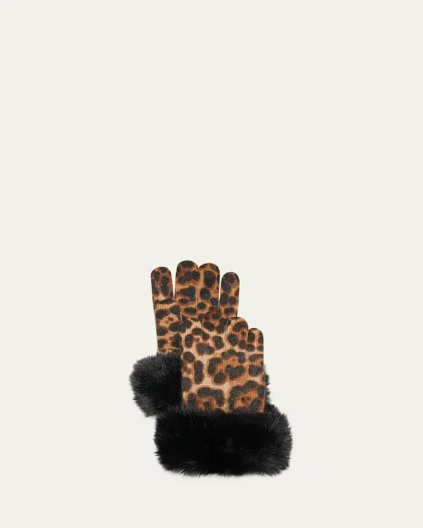 Sofia Cashmere Leopard Print Gloves