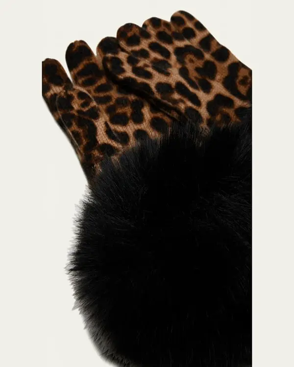 Sofia Cashmere Leopard Print Gloves