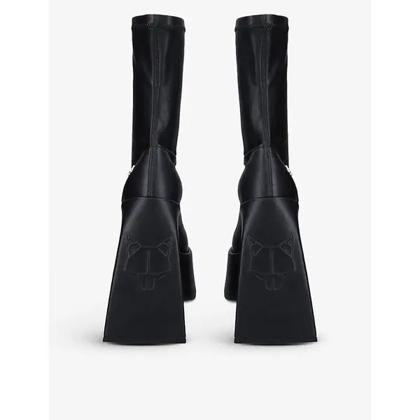 Naked Wolfe Jade Logo-Embossed Faux-Leather Ankle Boots - Black