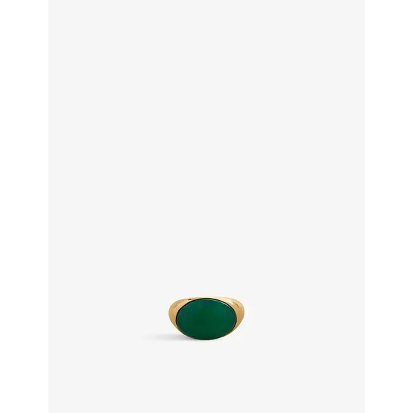 Monica Vinader X Kate Young 18ct Yellow Gold-plated Vermeil Sterling Silver And Onyx Ring - Green