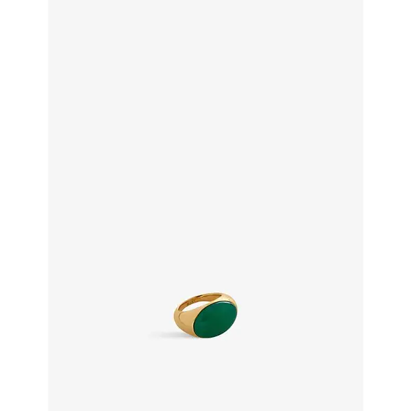 Monica Vinader X Kate Young 18ct Yellow Gold-plated Vermeil Sterling Silver And Onyx Ring - Green