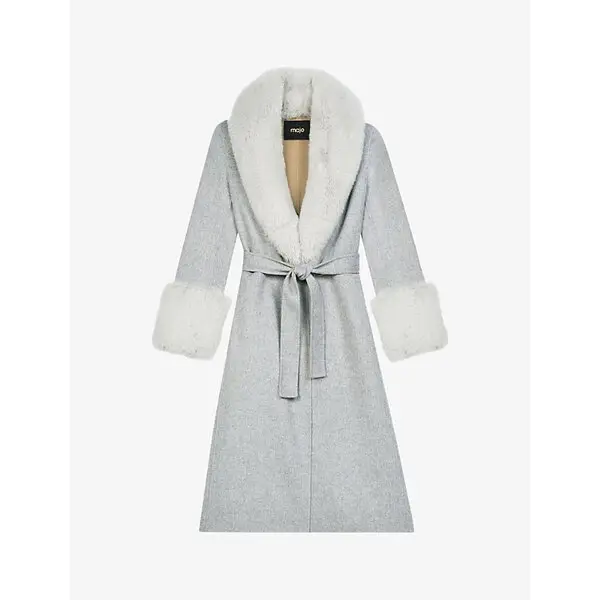 Maje Galaxyru Faux Fur-collar Wool-blend Coat