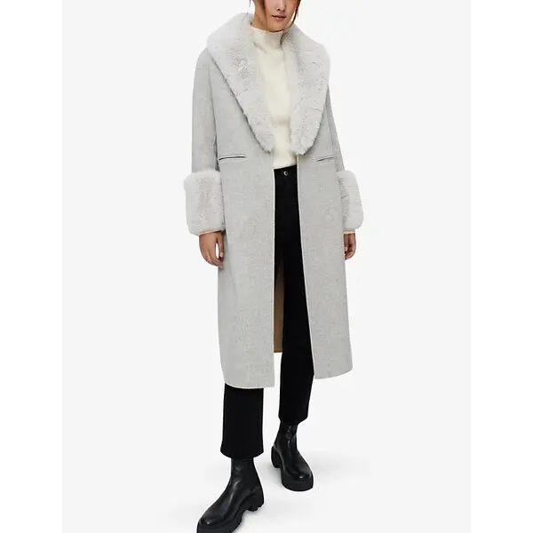 Maje Galaxyru Faux Fur-collar Wool-blend Coat
