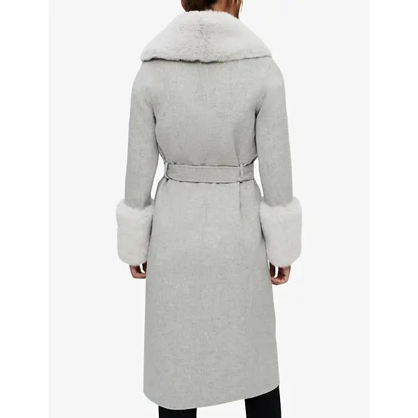 Maje Galaxyru Faux Fur-collar Wool-blend Coat
