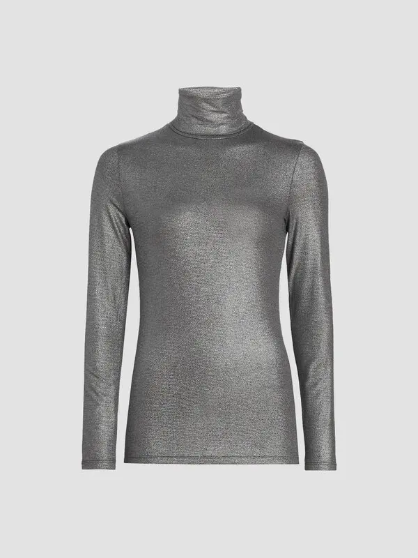 Majestic Filatures Soft Touch Metallic Turtleneck Top - Anthracite