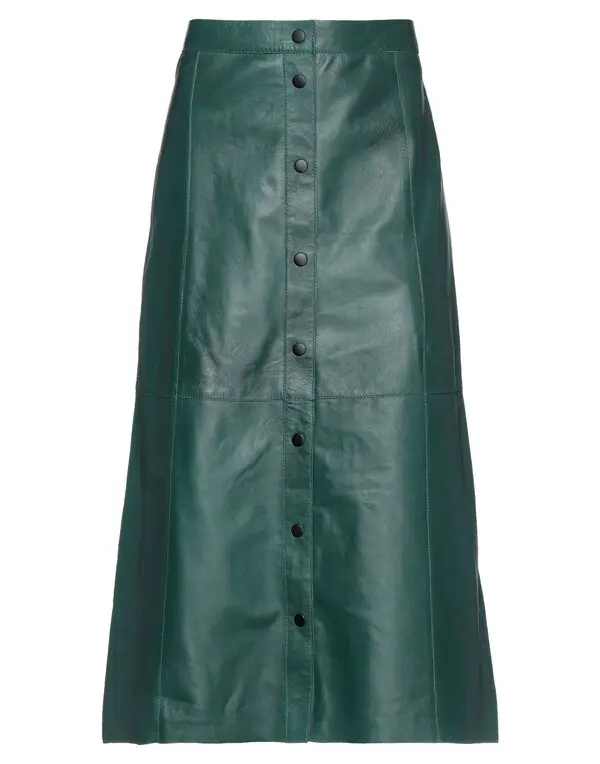 MUUBAA Midi Sheepskin Skirt - Dark Green