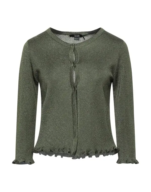 SEVENTY VENEZIA Knitted Lamé Cardigan - Military Green