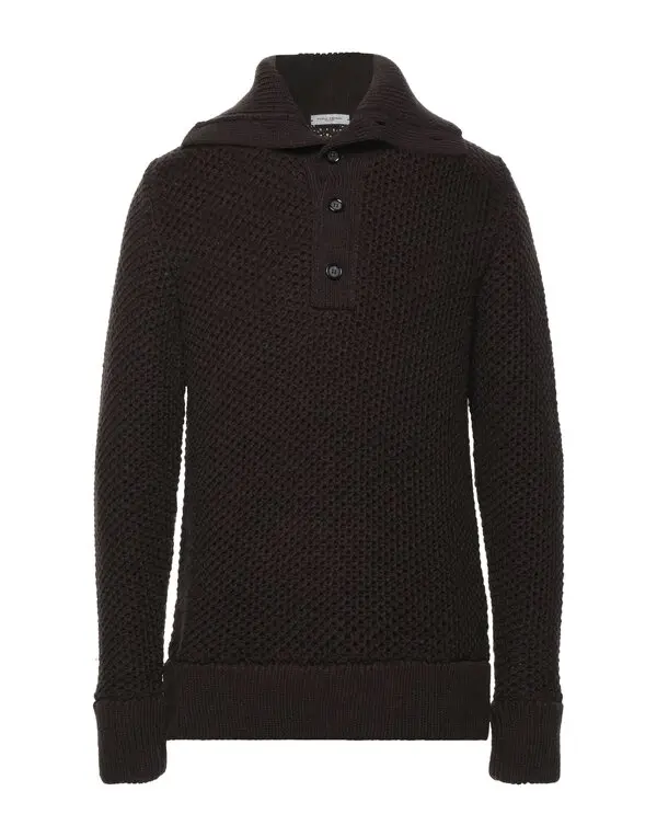 PAOLO PECORA Turtleneck In Virgin Wool And Acrylic - Dark Brown