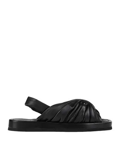 STRATEGIA Leather Slingback Sandals - Black