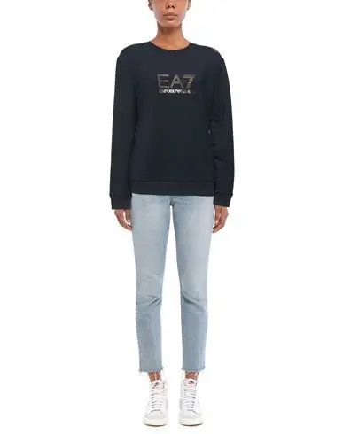 EA7 French Terry Sweatshirt With Appliqués - Blue