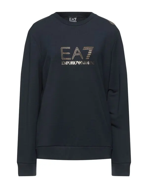EA7 French Terry Sweatshirt With Appliqués - Blue