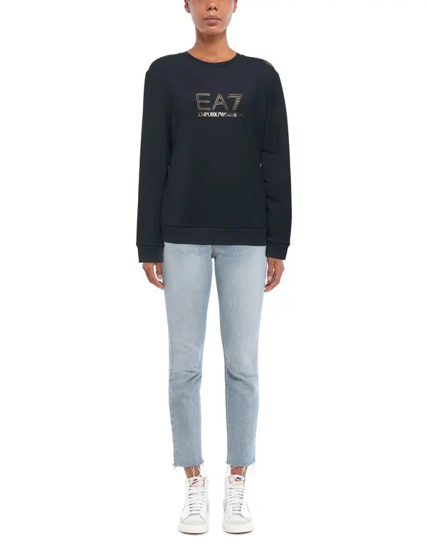 EA7 French Terry Sweatshirt With Appliqués - Blue