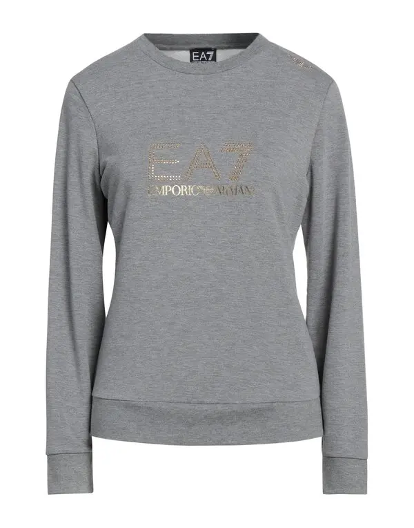 EA7 French Terry Sweatshirt With Appliqués - Grey