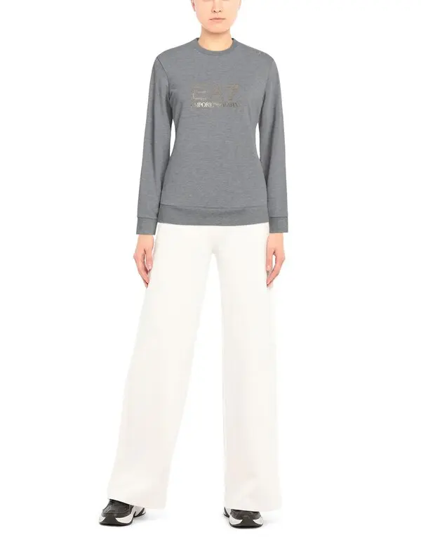 EA7 French Terry Sweatshirt With Appliqués - Grey