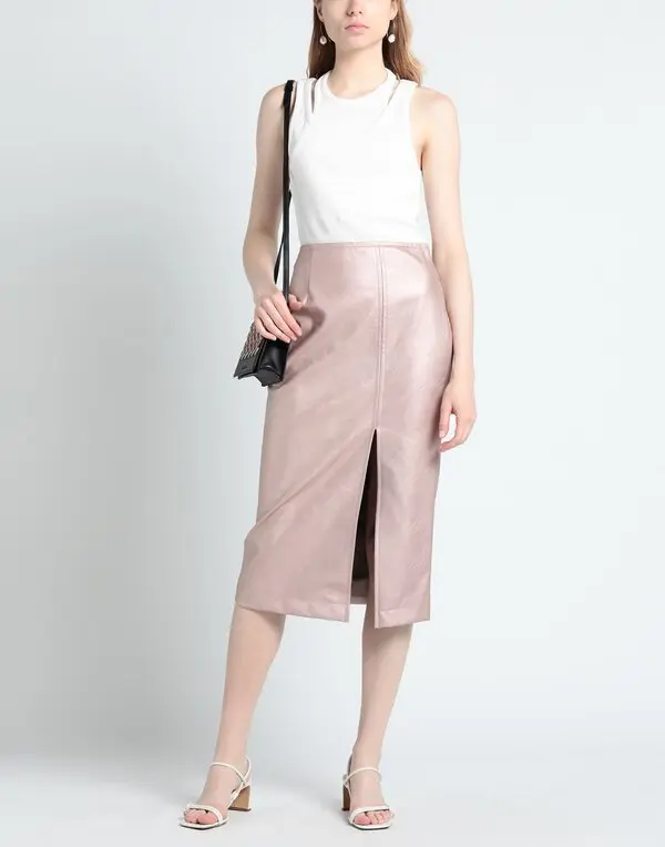 CIRCUS HOTEL Coated Flared Midi Skirt - Pink