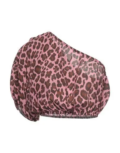 SOLOTRE One-shoulder Leopard-print Top - Pink