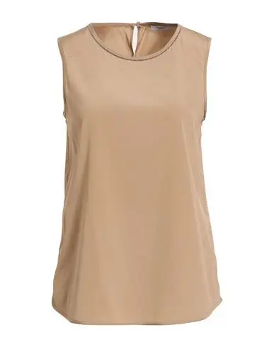 Peserico Top In Silk And Elastane - Camel