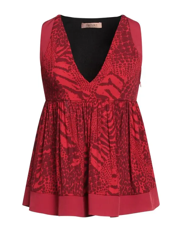 TWINSET Peplum Leopard-print Top - Red