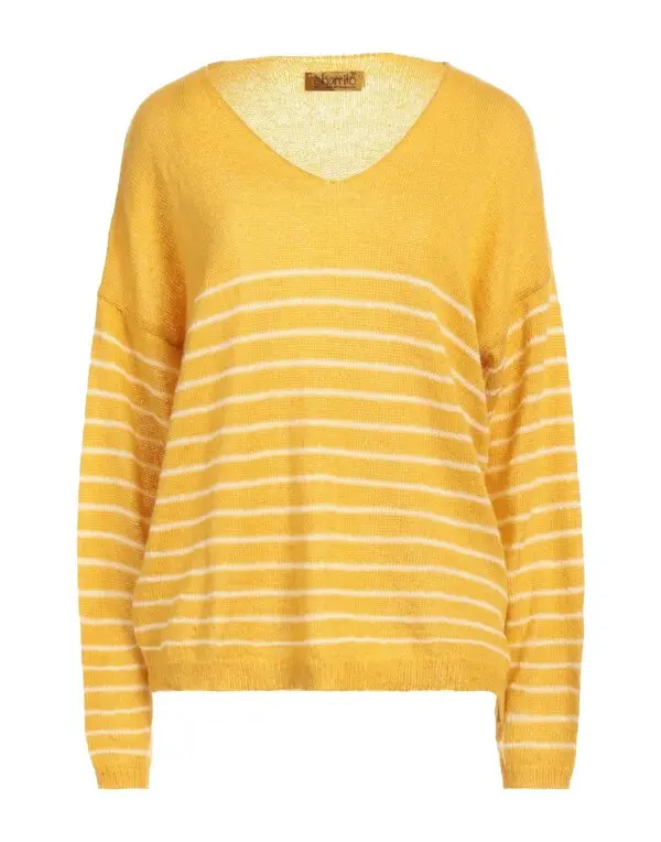 EBARRITO Striped V-neck Sweater - Yellow