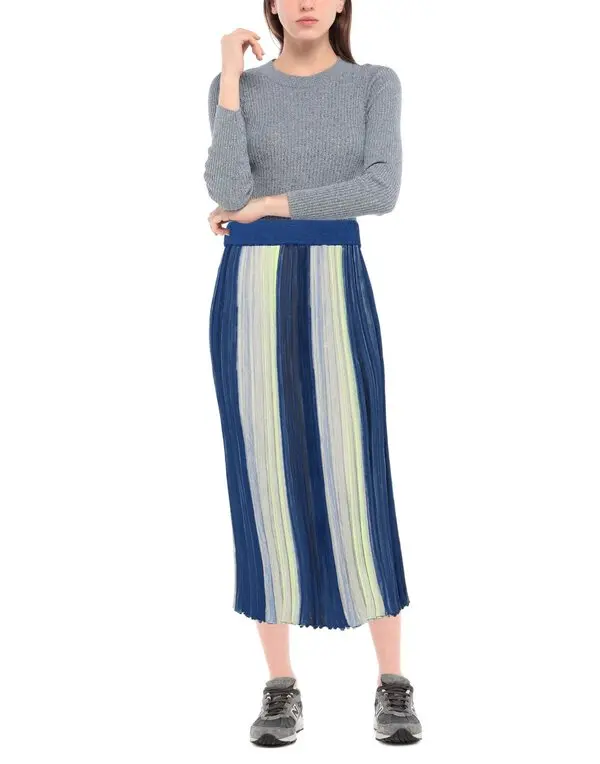SOLOTRE Striped Knit Pencil Midi Skirt