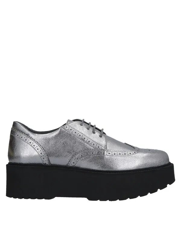 Hogan Leather Lace-up Platform Shoes - Silver