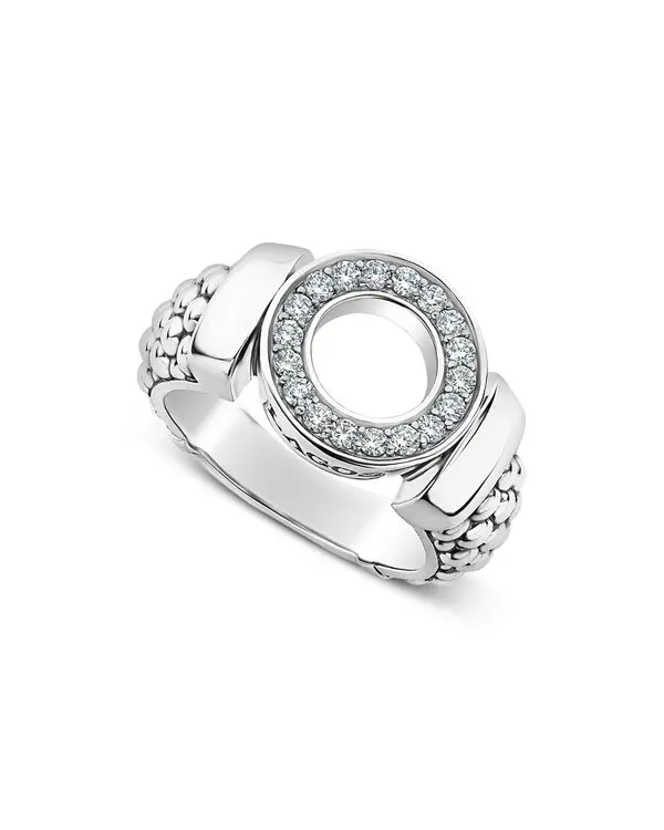 Lagos Sterling Caviar Spark Diamond Circle Bead Ring