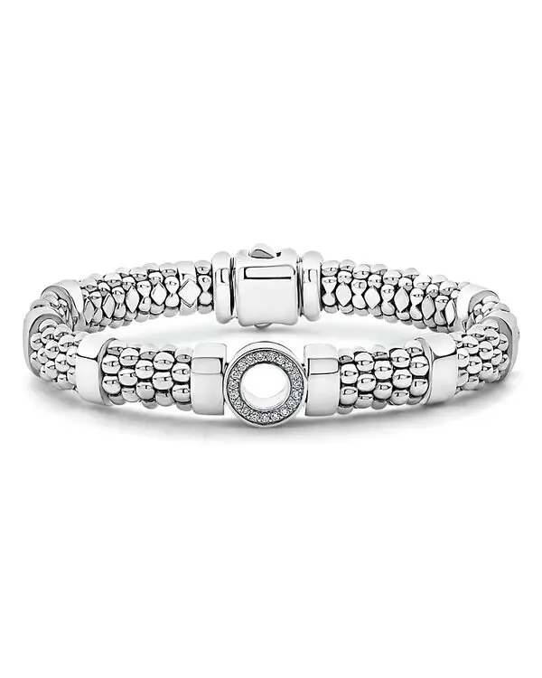 Lagos Sterling Caviar Spark Diamond Circle Link Bracelet - Silver