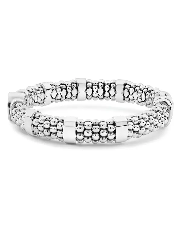 Lagos Sterling Caviar Spark Diamond Circle Link Bracelet