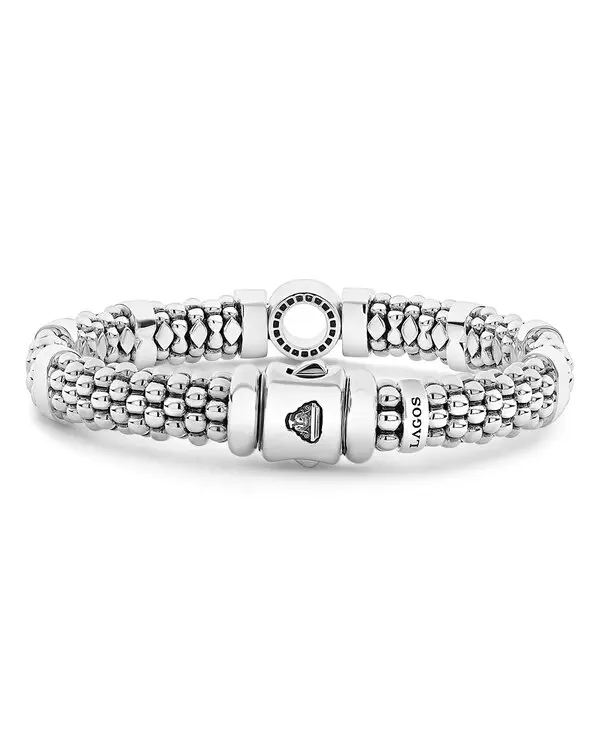 Lagos Sterling Caviar Spark Diamond Circle Link Bracelet