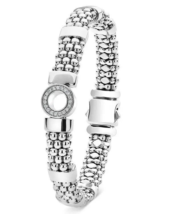 Lagos Sterling Caviar Spark Diamond Circle Link Bracelet