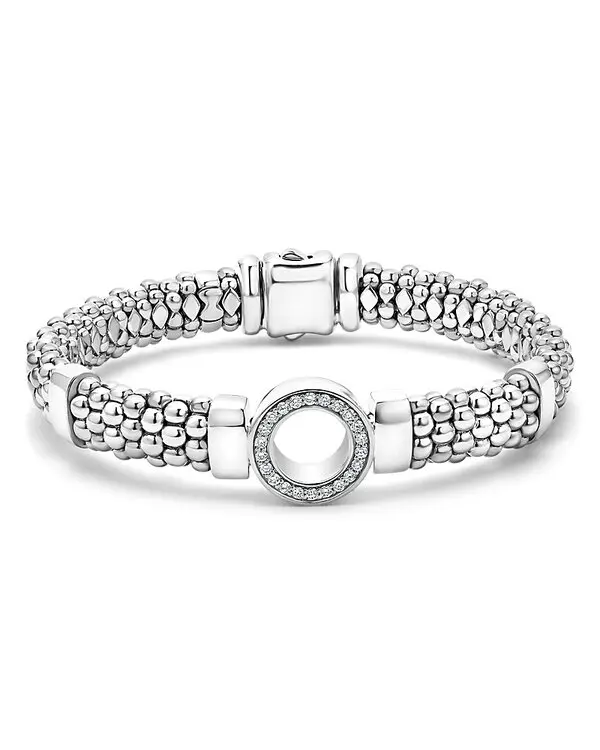 Lagos Sterling Caviar Spark Diamond Circle Link Bracelet - Silver