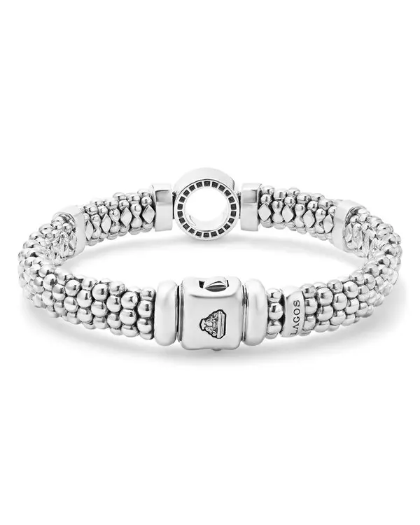 Lagos Sterling Caviar Spark Diamond Circle Link Bracelet