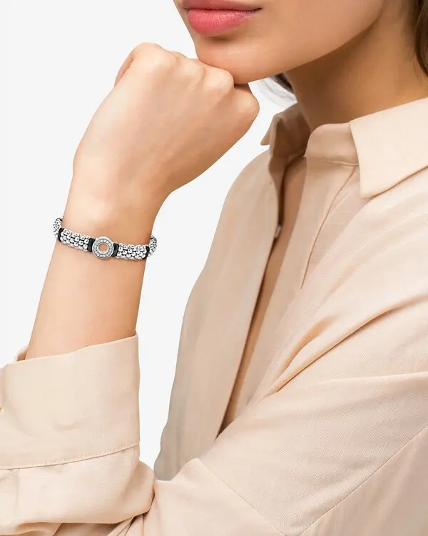 Lagos Sterling Black Caviar Ceramic & Diamond Bracelet