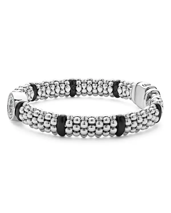 Lagos Sterling Black Caviar Ceramic & Diamond Bracelet