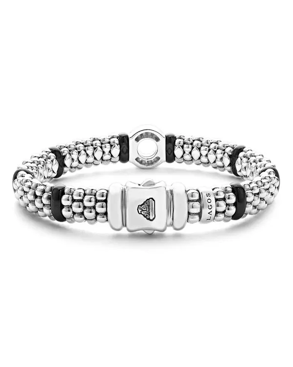 Lagos Sterling Black Caviar Ceramic & Diamond Bracelet