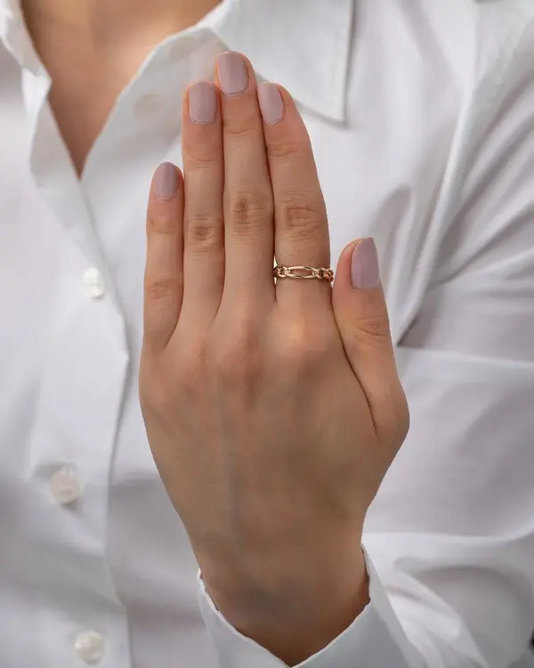ZOE LEV 14k Yellow Figaro Link Ring