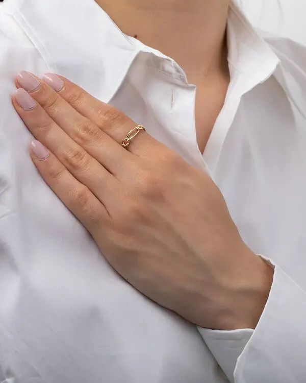 ZOE LEV 14k Yellow Figaro Link Ring