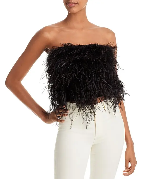 LUCY PARIS Milly Feather Top - Black