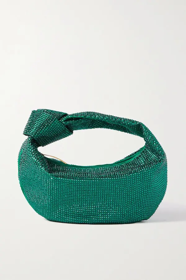 Bottega Veneta Jodie Mini Crystal-embellished Knotted Satin Tote