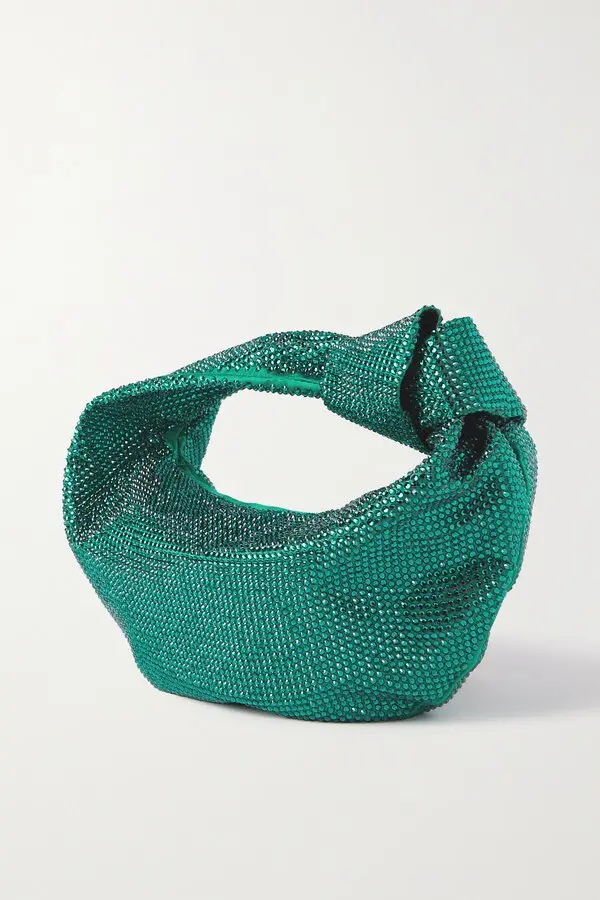 Bottega Veneta Jodie Mini Crystal-embellished Knotted Satin Tote