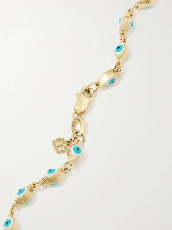 SYDNEY EVAN Mini Evil Eye 14-karat And Enamel Anklet