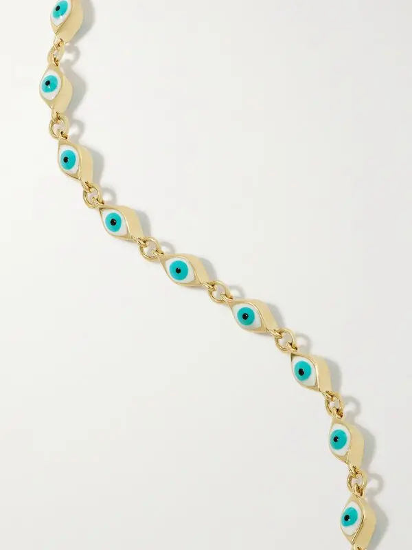 SYDNEY EVAN Mini Evil Eye 14-karat And Enamel Anklet